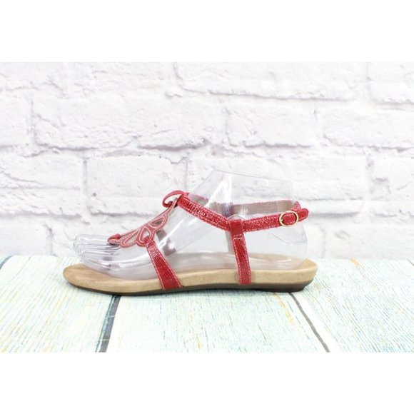 Clarks | Shoes | Clarks Red Snakeskin Leather Floral Cut Thong Ankle ...